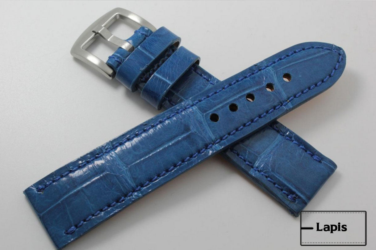 Handmade Lapis Alligator Leather Watch Strap – Artifex Leather Works